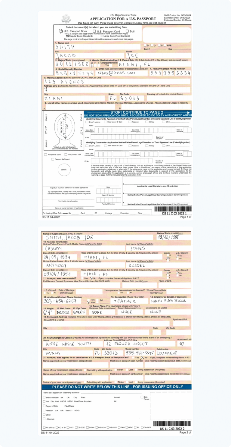DS-11 Passport Form - How to Fill It Out (with Examples)